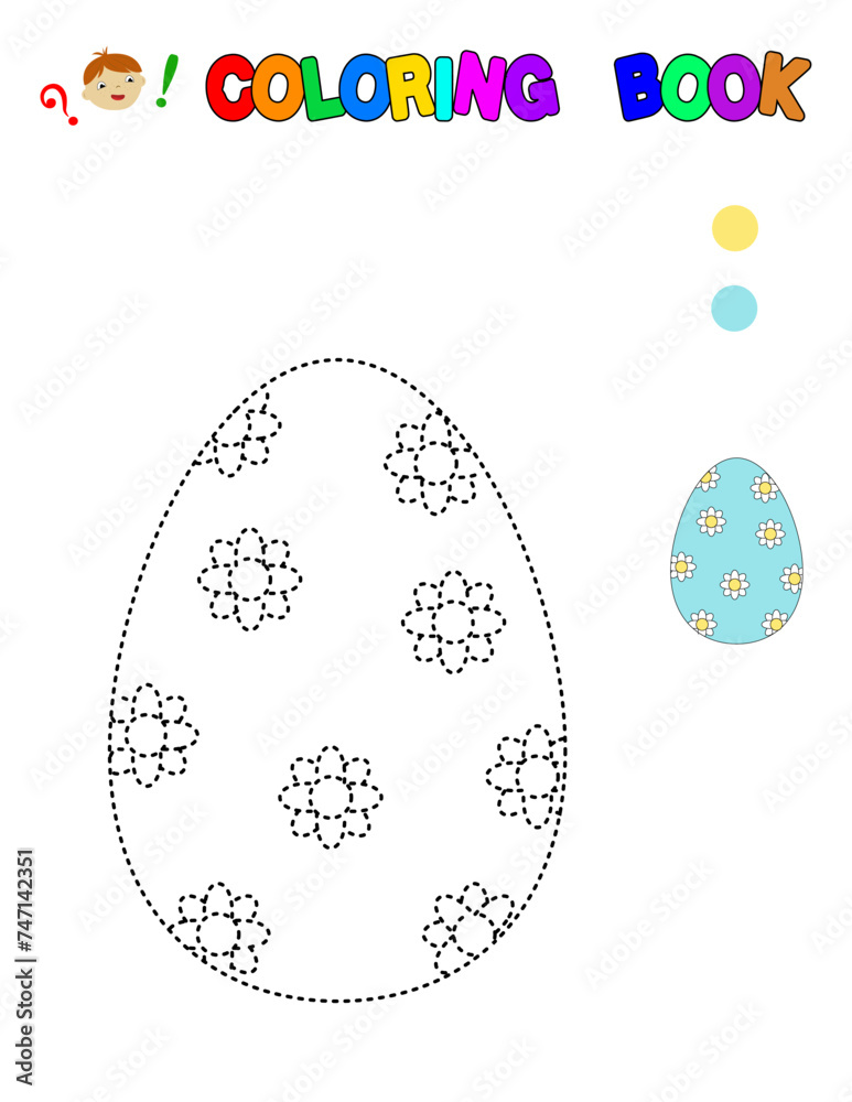 Coloring book with a egg.Easter egg.Coloring pages for kids.Educational ...