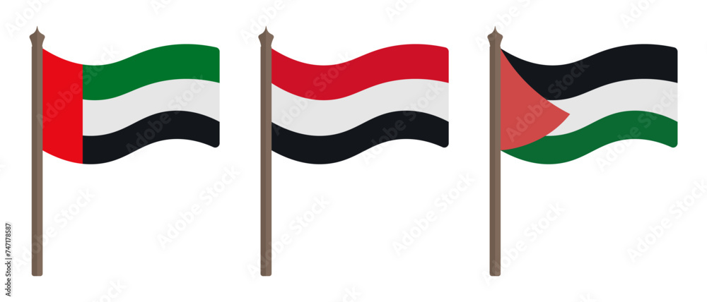 Vector de Stock Flag of the United Arab Emirates, Yemen and Palestine ...