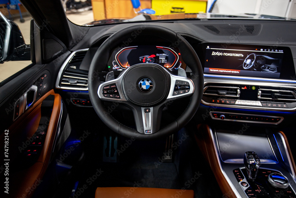 interior of a modern car BMW X6 Third generation G06, 2020 model year ...