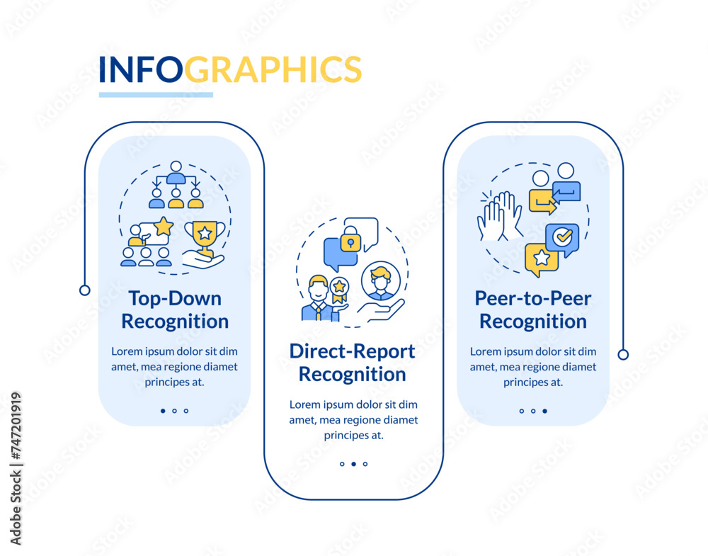 Employee recognition forms blue rectangle infographic template. Data ...