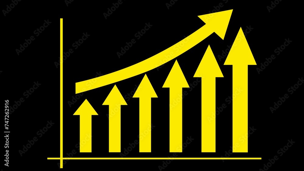 Стоковая иллюстрация «Growth chart icon. Growing graph icon in yellow ...