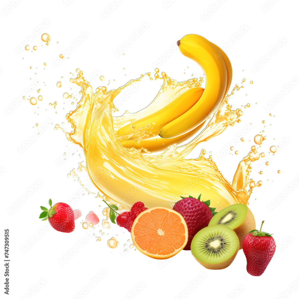 Vibrant fruit smoothies splash isolated on a transparent background ...