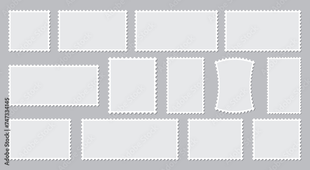 Vintage postal stamp collection with empty frames for background and ...