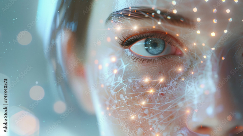 An upclose look at a digital twins skin showing various conditions and ...
