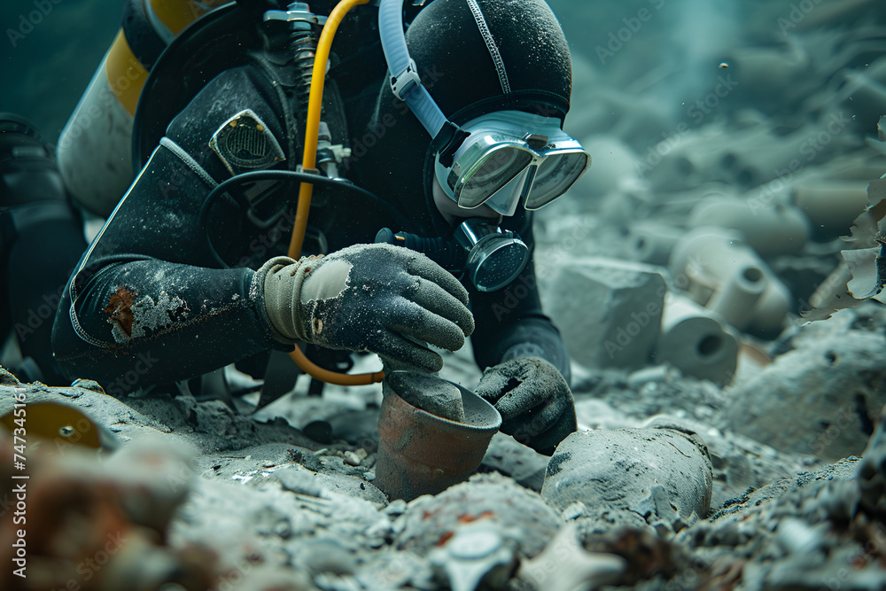 Deep-sea underwater archaeologist, cleaning sea garbage, pollution ...