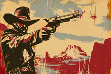 Vintage Cowboy Art Poster Free Stock Photo - Public Domain Pictures