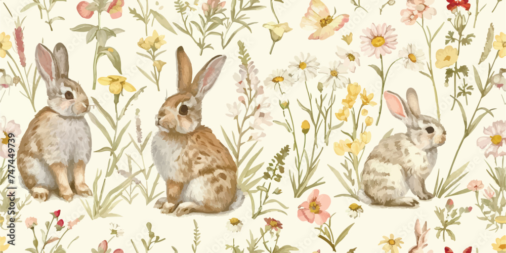 Easter seamless pattern design with bunnies Stock Vector | Adobe Stock