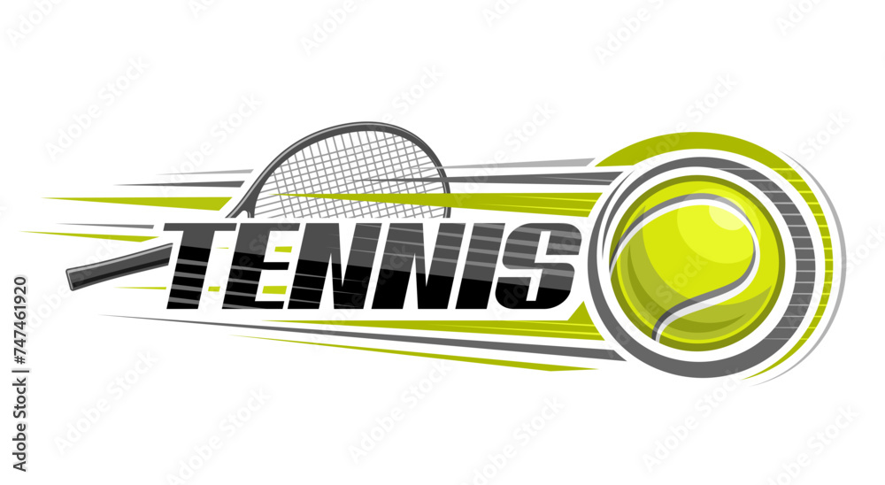 Vector logo for Tennis, decorative horizontal banner with outline ...