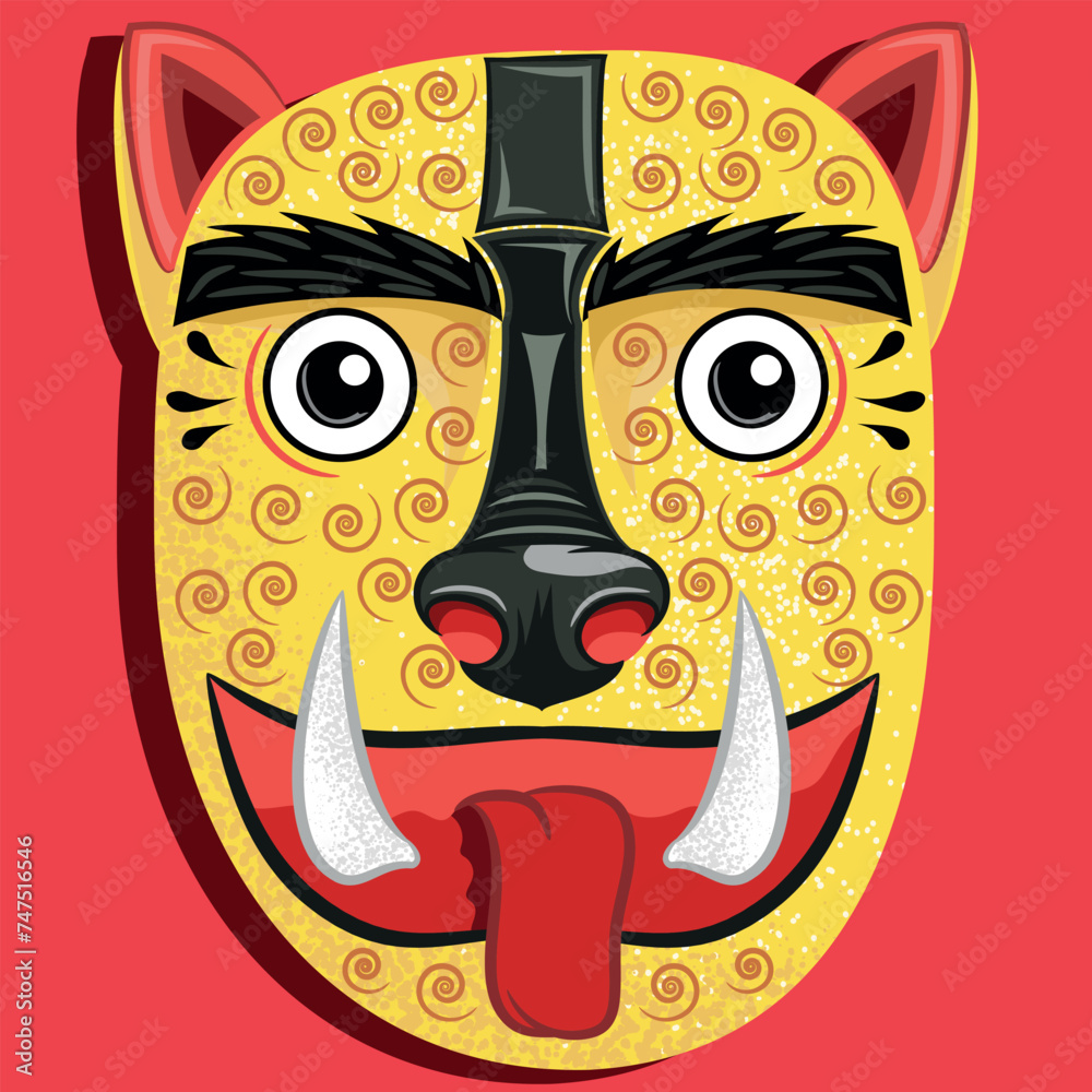 Jaguar mask design representative of the Aztec art of Tenochtitlan ...