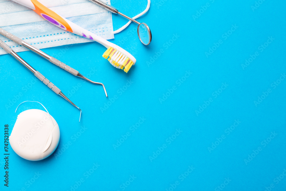 Dental hygiene and health concept. Dentist tools or instruments dental ...