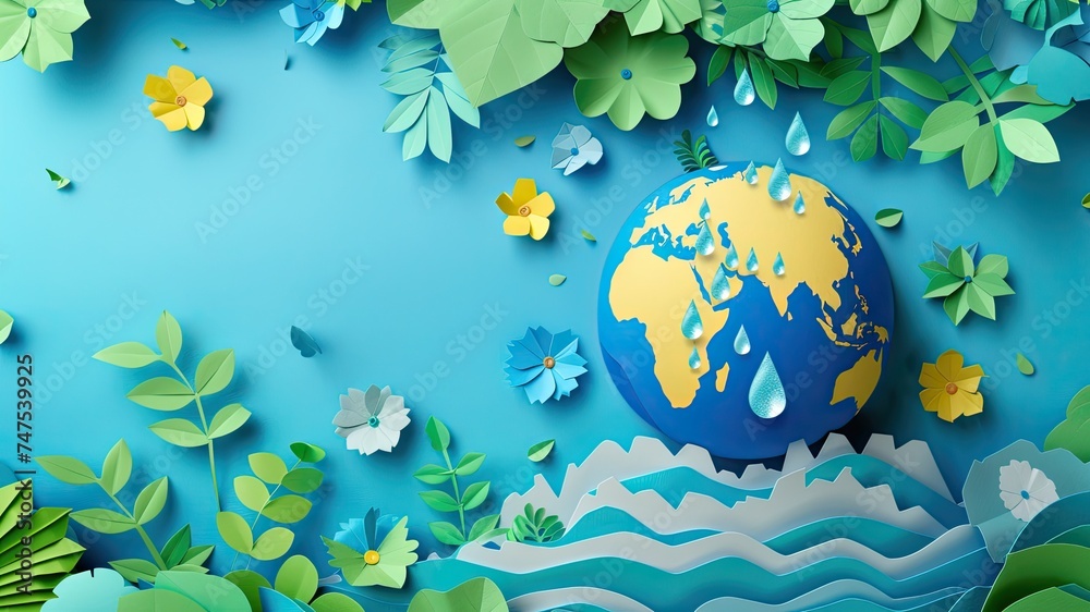 World Water Day Campaign: Paper art depicting water conservation ...