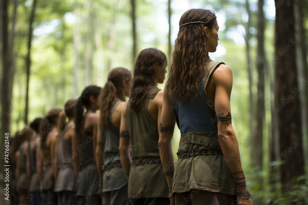 A group of activists forming a human chain around an ancient forest ...