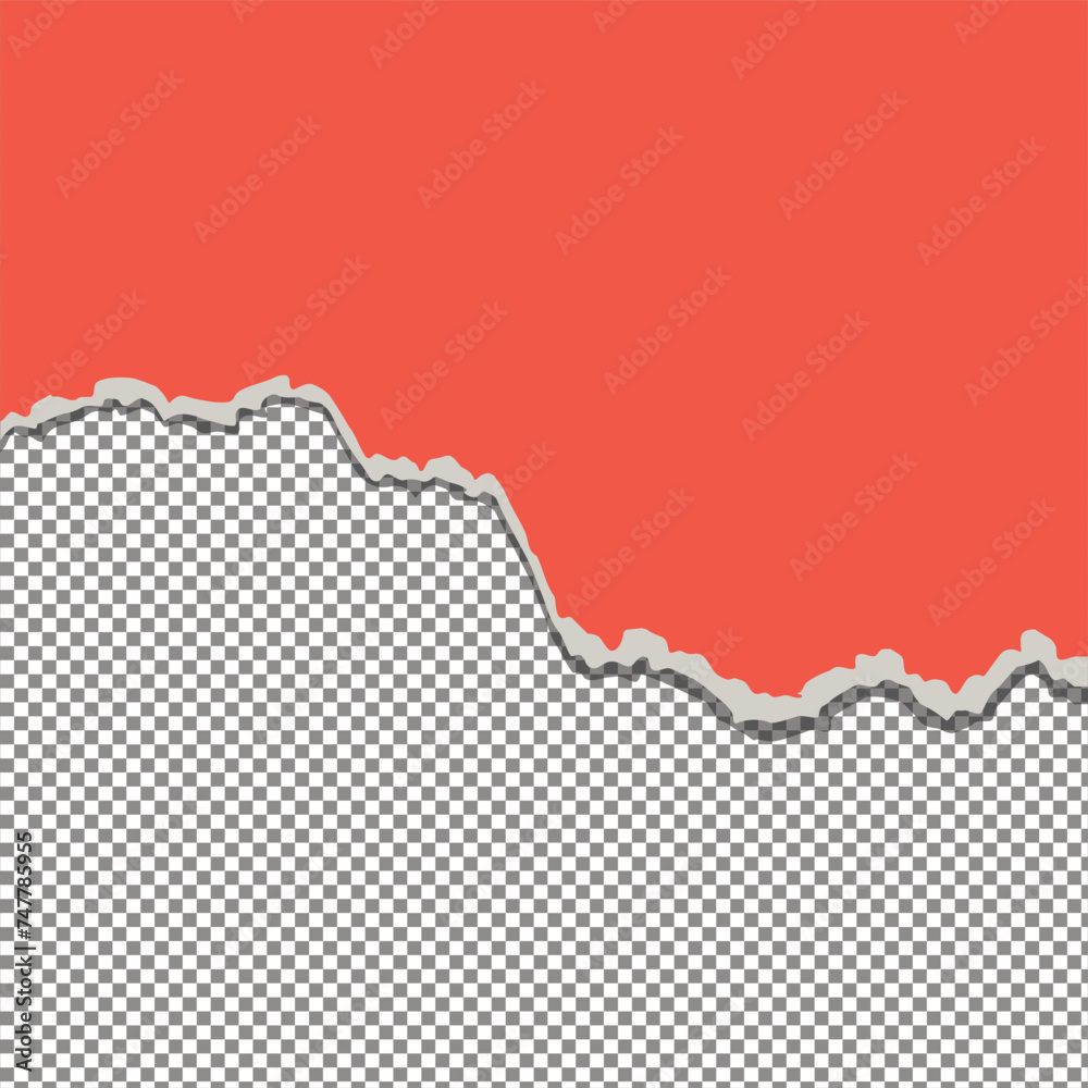 Orange torn paper with soft shadow on transparent background. Vector ...