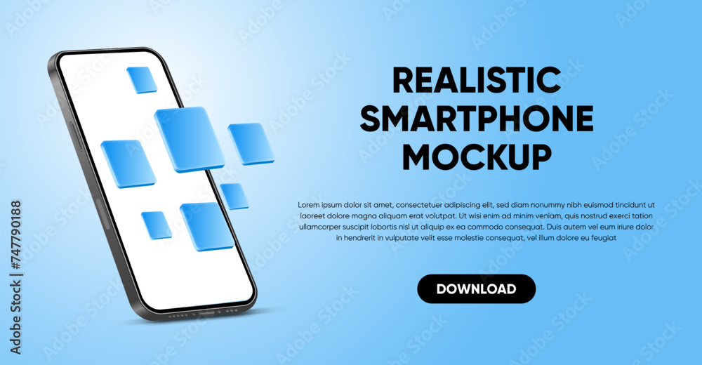 Realistic smartphone model. Mobile phone frame with blank display ...