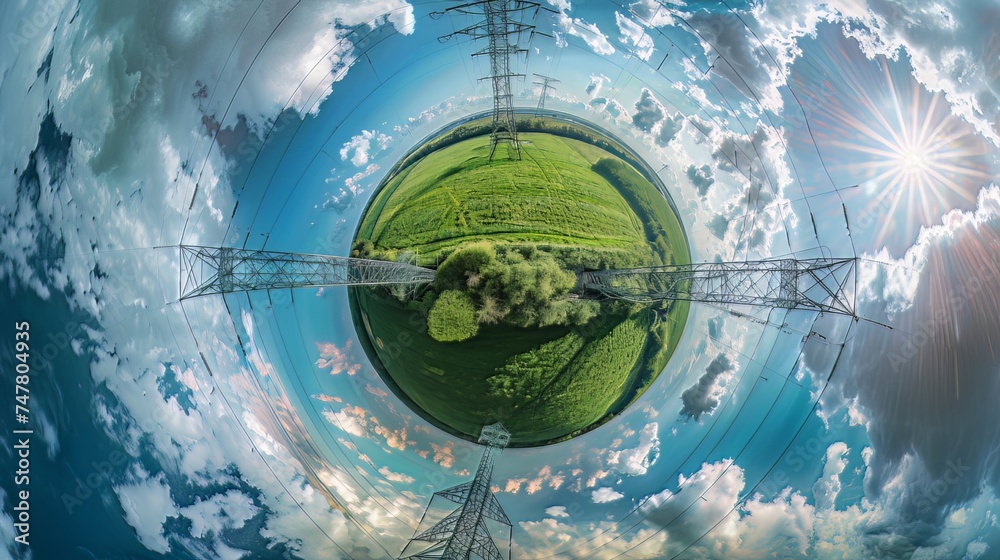 The green little planet transformation unfolds in a spherical panorama ...