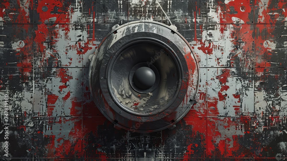 3D subwoofer with a symmetrical, simple background and a grunge texture ...