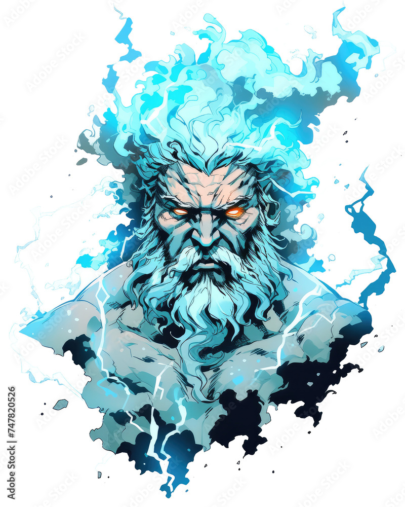 scary god zeus monster face character, with transparent background, PNG ...