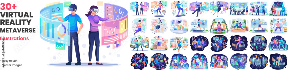 Mega Collection of Virtual Reality Illustrations With People in VR ...