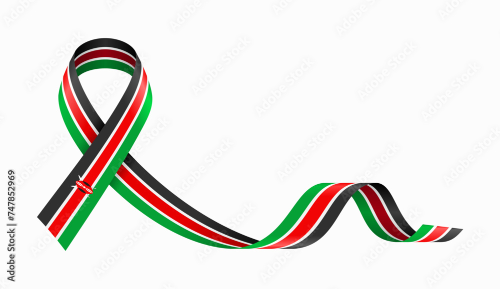 Kenyan flag stripe ribbon wavy background layout. Vector illustration ...