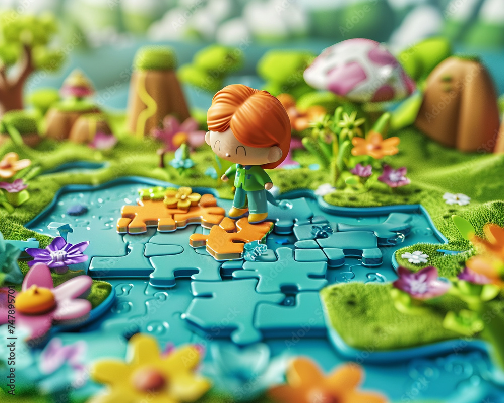 Illustrate a whimsical scene of a cartoon character searching for the ...
