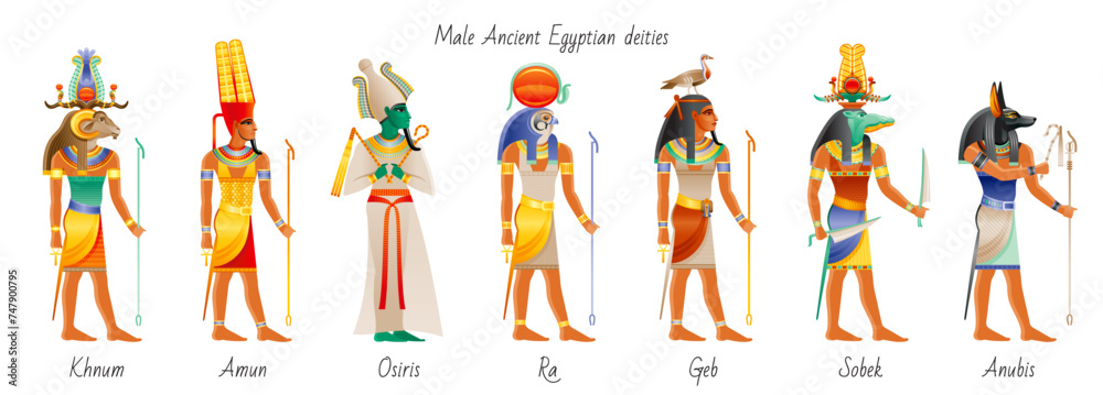 Egyptian god set. Ancient Egypt Gods. Queen vector. Mythology pharaoh ...