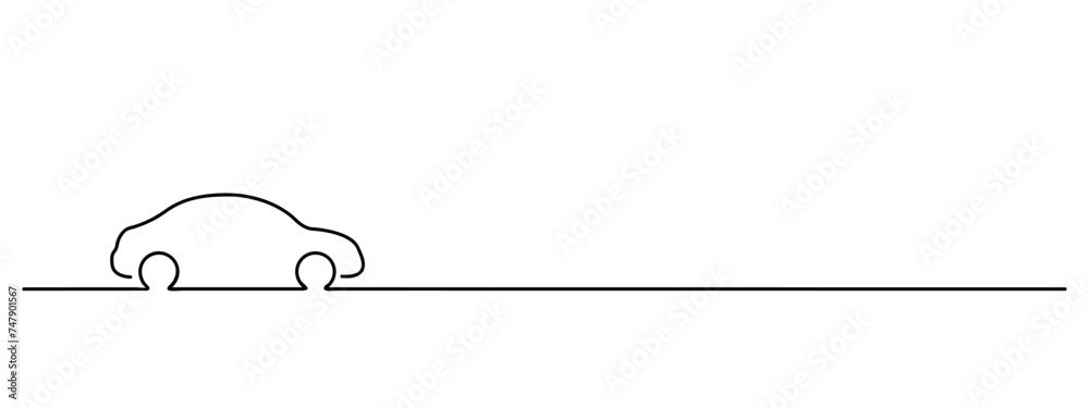 sedan car continuous one line drawing, single automobile lineart, black ...
