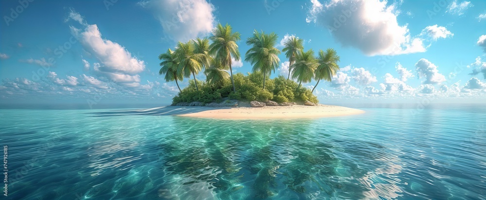 isolated island in the midst of a vast ocean created with Generative AI ...