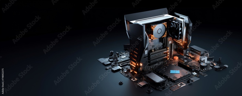 parts of a modern computer. hardware components mainboard cpu processor ...