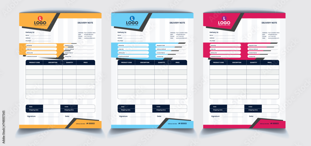 Invoice Delivery Note Design Stock Vector | Adobe Stock