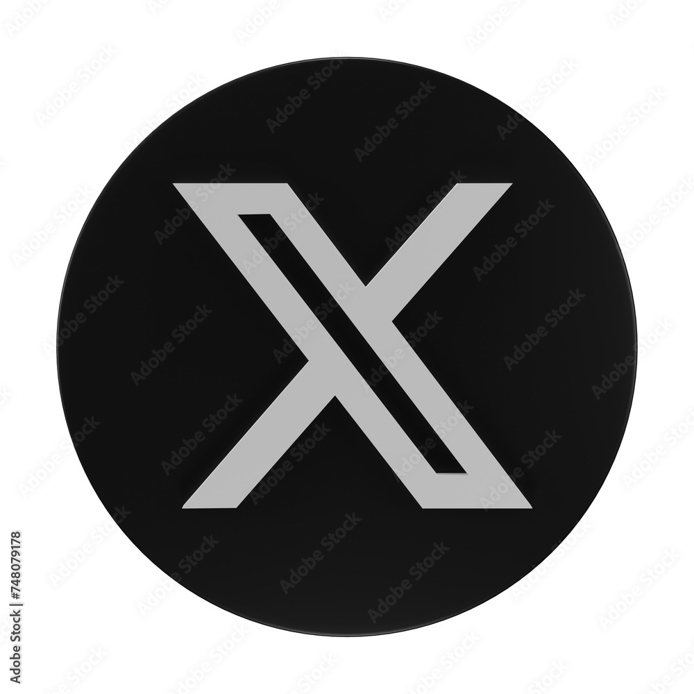 Twitter new logo isolated on transparent background. 3D X icons. Stock ...