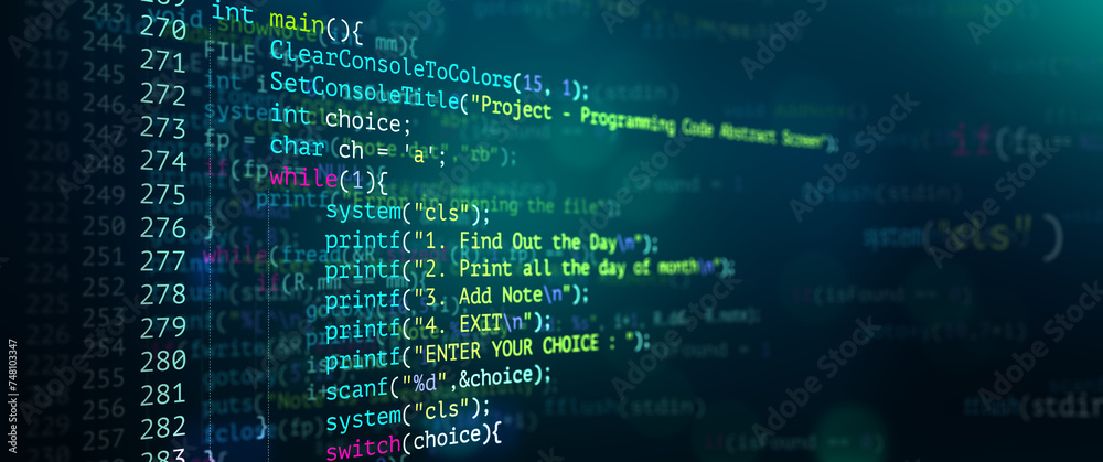 Abstract Modern tech of Programming code screen developer. C ...