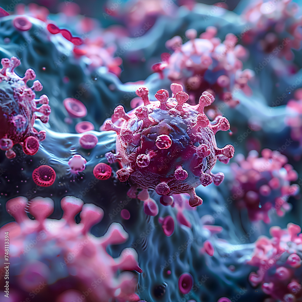 Infographic of HPV cells infection with human tissue, microscopic view ...