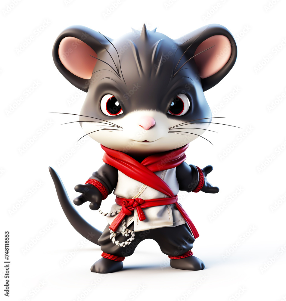 Character Rat Fighter Slashing with Sword, Standing starring. cartoon ...
