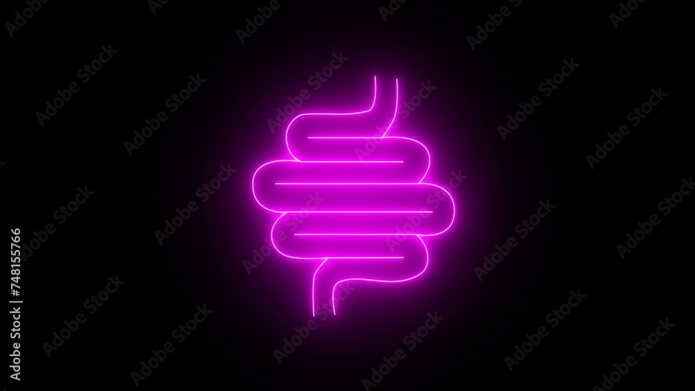 Human body internal organs. Human anatomy concept. Neon glowing gut ...