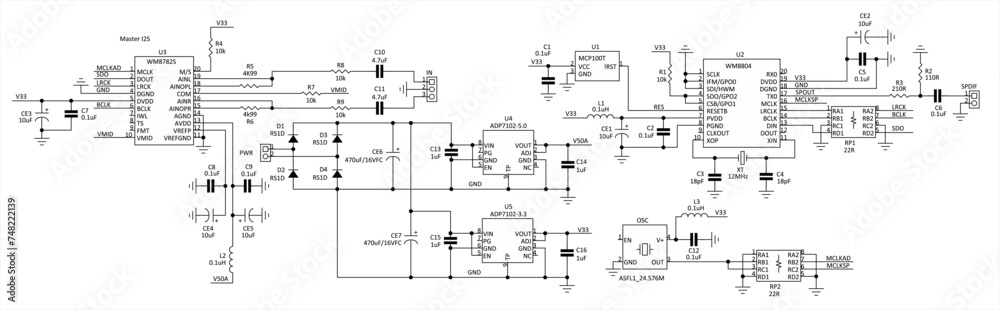 Vector De Stock Technical Schematic Diagram Of Electronic Device Vector Drawing Electrical