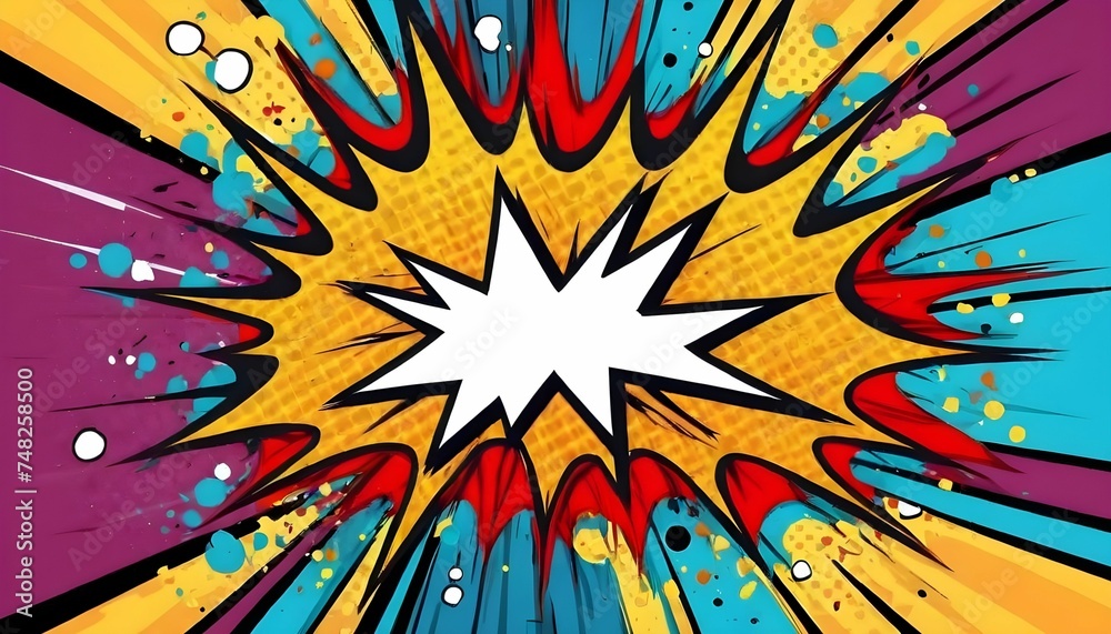 Colorful comic pop art boom explosion background, vibrant superhero ...