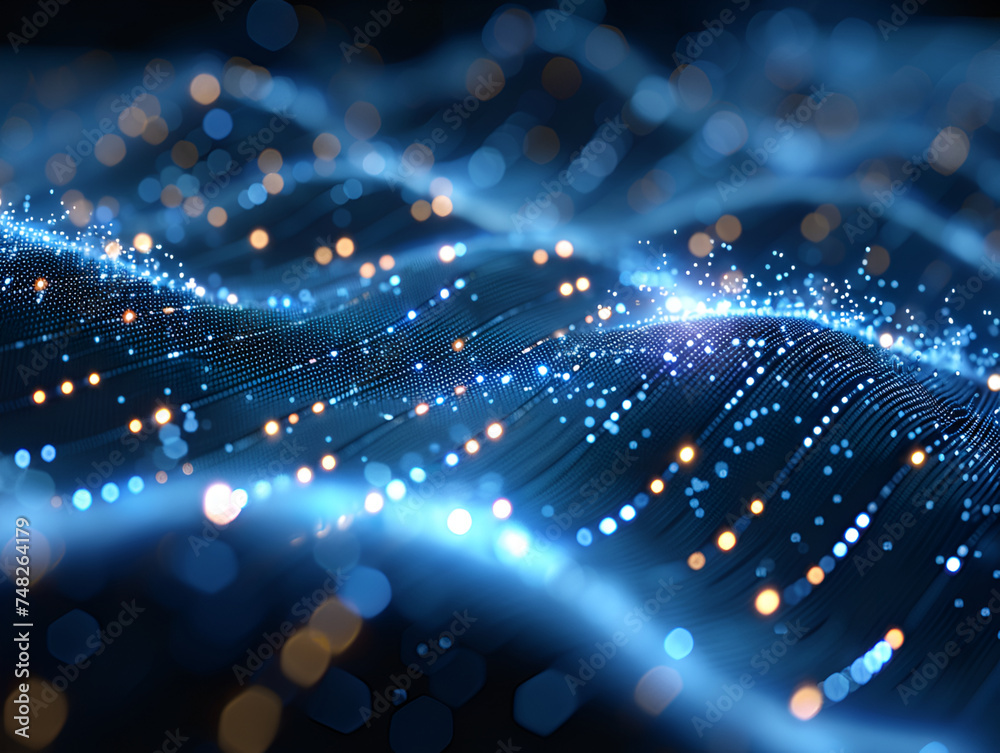 Vivid blue digital wave pattern, symbolizing high-speed data ...