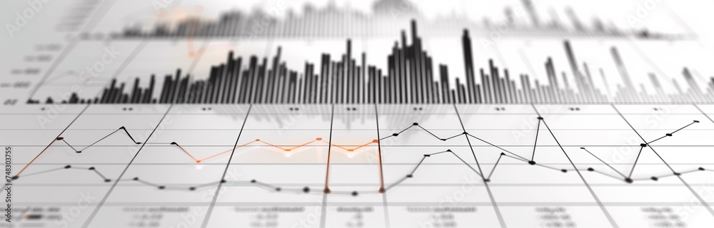 stock market graph black and white like a chart with dots and lines ...