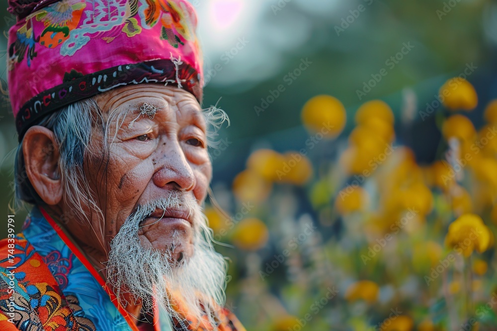 human face with Asian features that represent a tradition, a culture ...