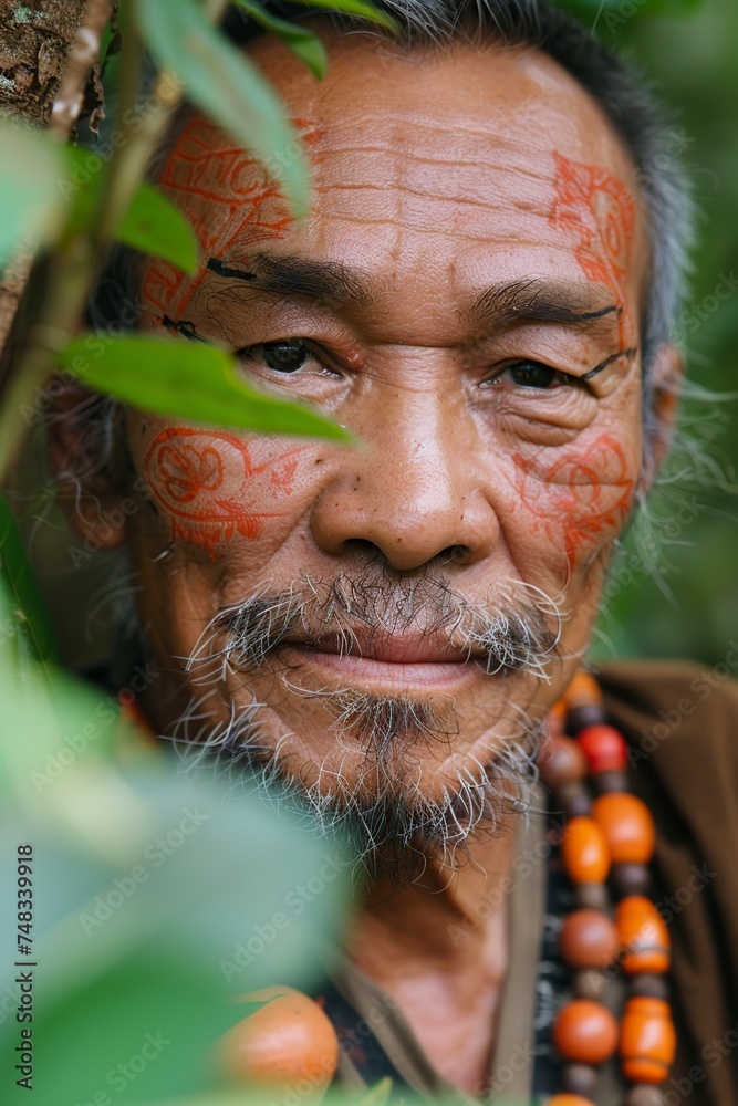 human face with Asian features that represent a tradition, a culture ...