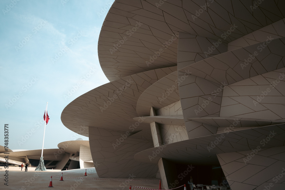 Doha, Qatar-‎February 24,2024 : The National Museum of Qatar designed by architect Jean Nouvel ...