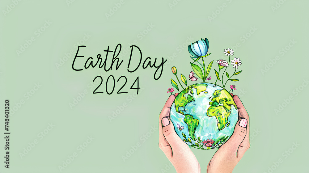 In a simple and minimal line drawing for Earth Day, a compelling visual ...
