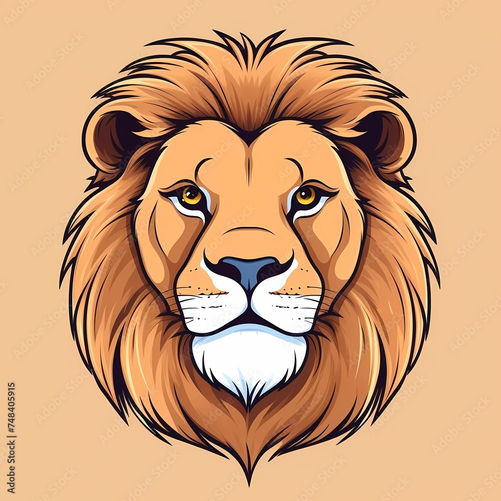 Hand drawn vector illustration of a cute male lion head character. with ...