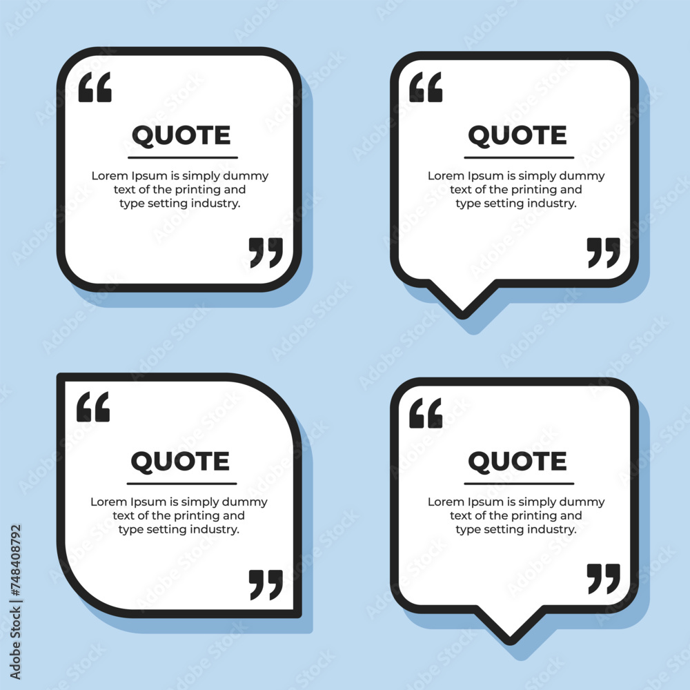 Quote box frames set , vector bubble quotation, comment, message ...