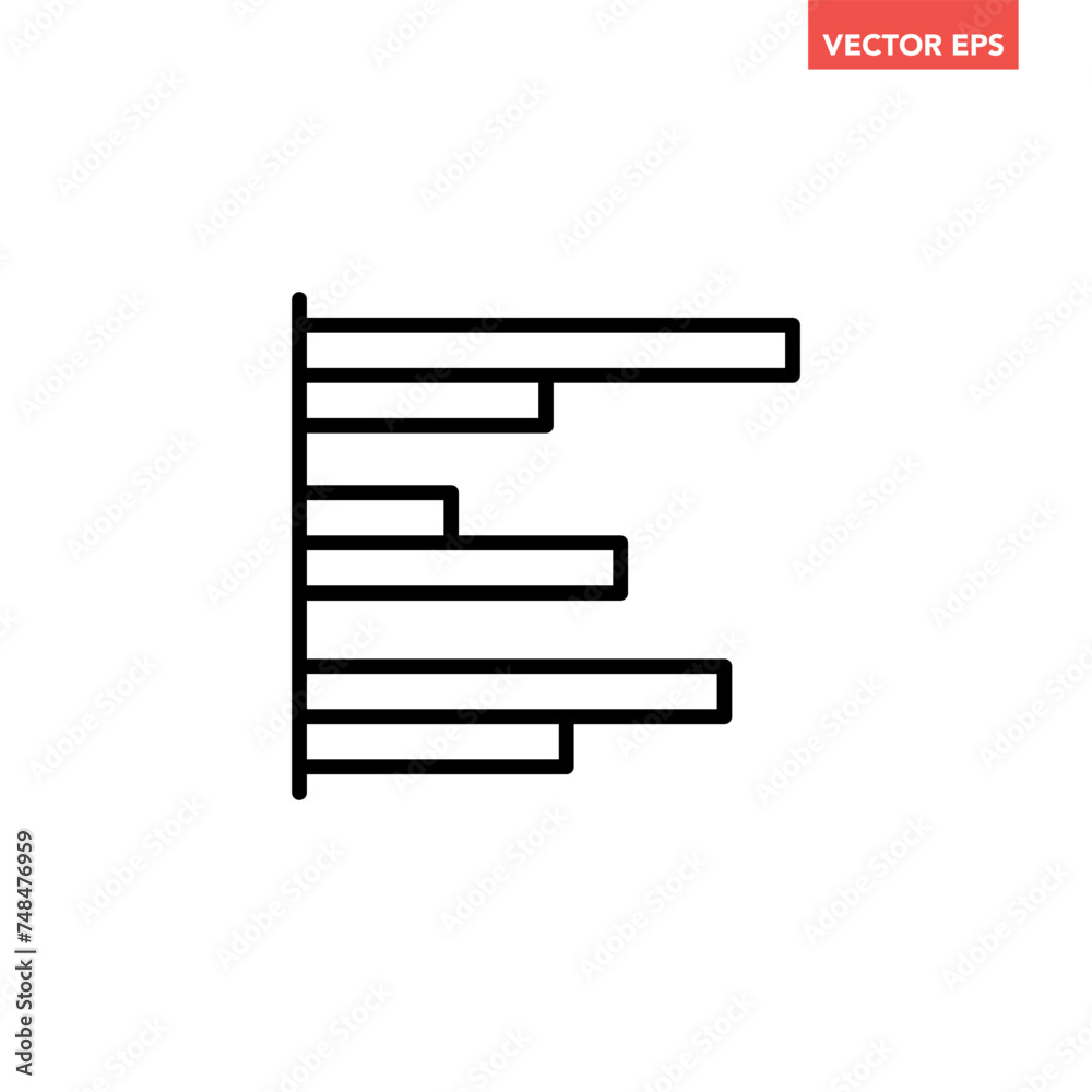 Business horizontal chart diagram line icon, simple value graph bars ...
