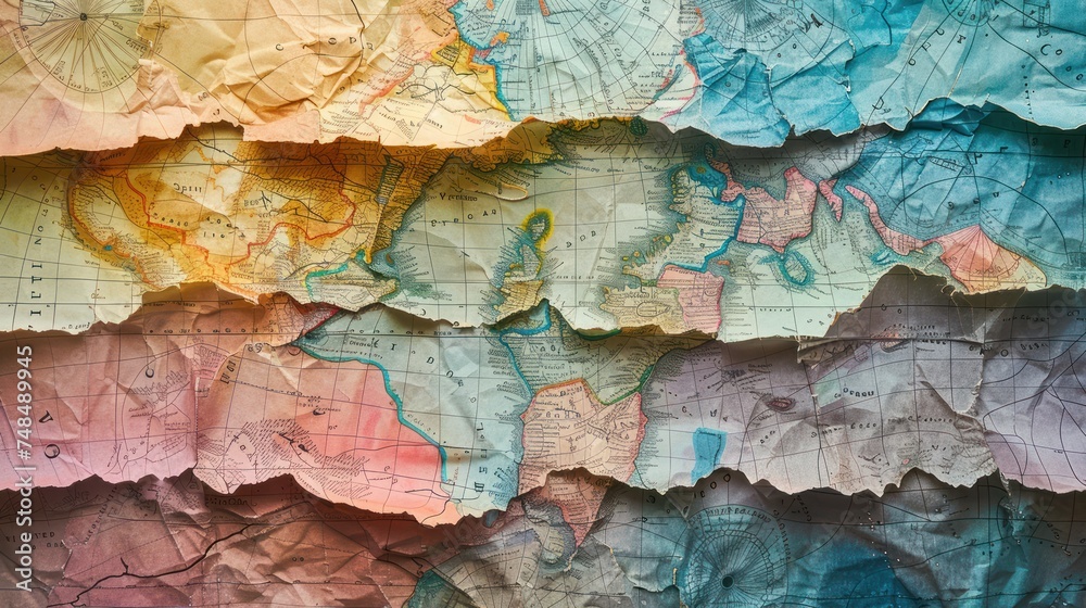 Vintage World Map with Torn Edges Stock Photo | Adobe Stock