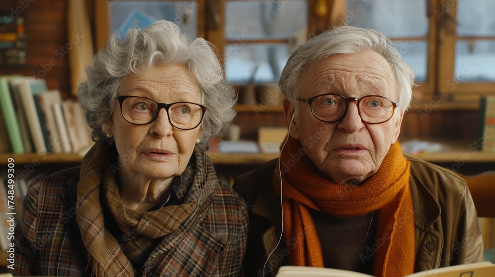 Senior elderly pensioner retirement 60s man and woman exploring their ...