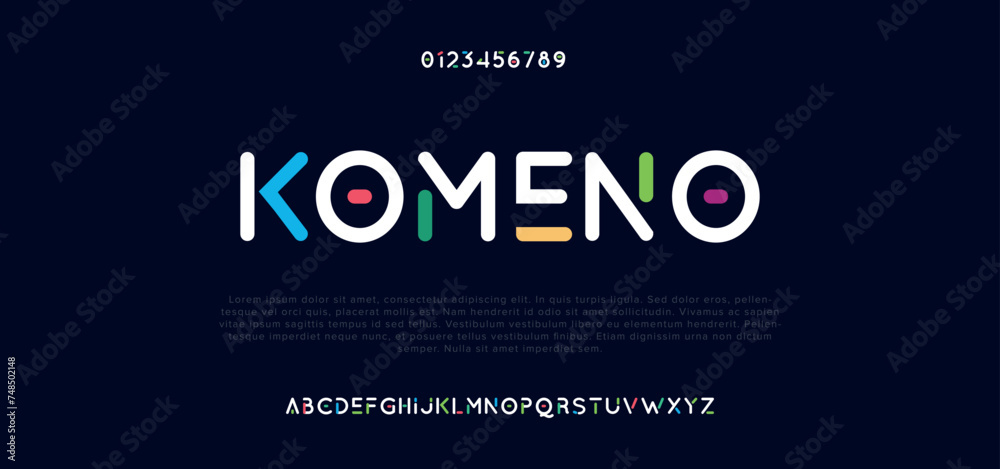 KOMENO Sport modern italic alphabet fonts and number. Typography ...
