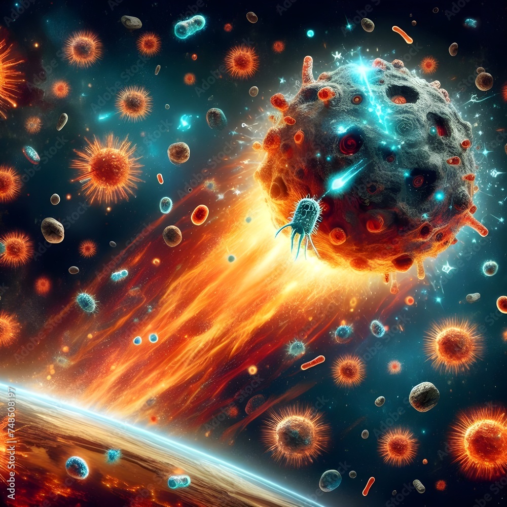 Alien extra-terrestrial life forms, micro-organisms, floating in cosmic ...