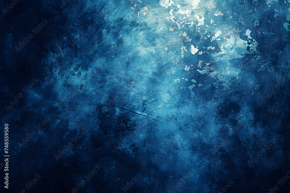 Abstract blue background or dark paper with bright center spotlight and ...